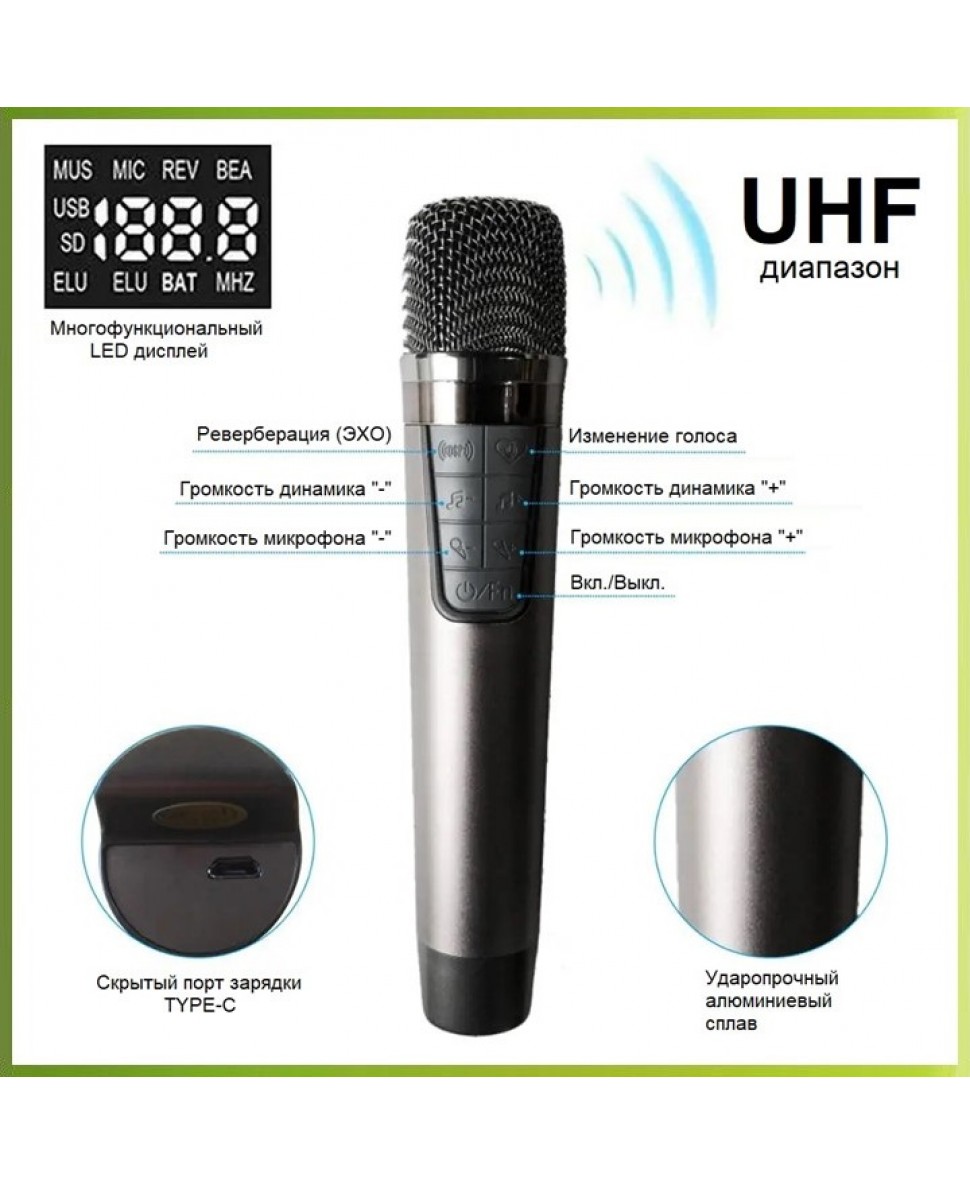 RHM RM-K222 (Brown) - мощная BT-колонка + караоке, Opt/Line, SW, ДУ, 200 Вт (RMS), дерево