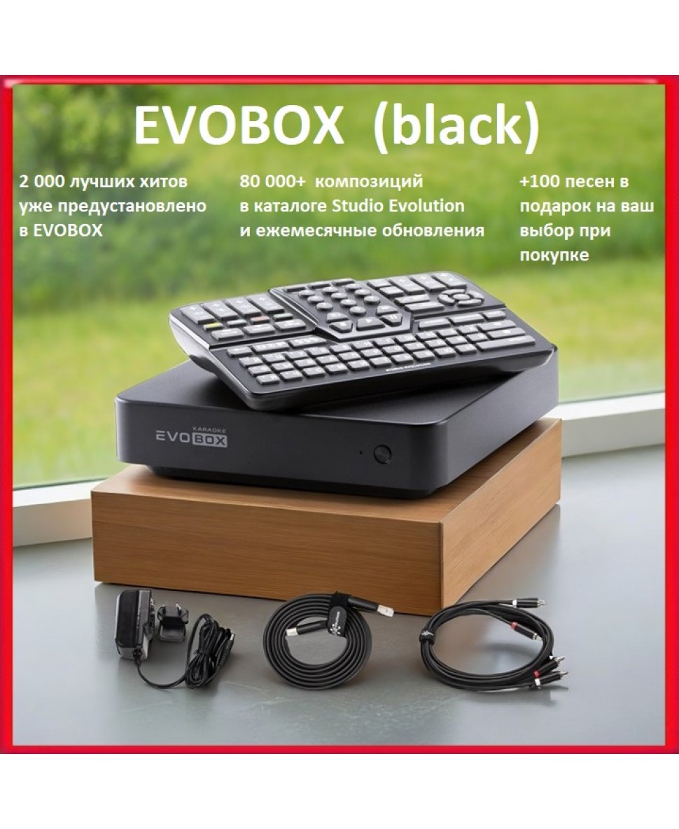 EVOBOX Black (черный) - компактная домашняя система караоке, которая уже содержит 2000 ...